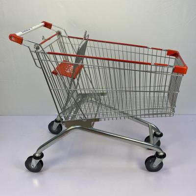 China 150L Large Capacity Foldable Metal Shopping Trolley With Child Seat for sale