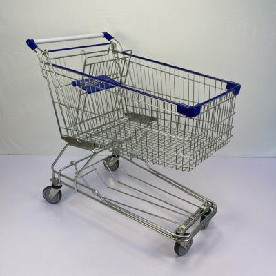 China 180L High Capacity Q195 Steel Metal Shopping Trolley Asian Type for sale