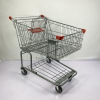 China 175L Big Basket Metal Wire Shopping Trolley With Bottom Frame TPR TPU Wheels for sale