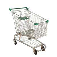 China Zinc Powder Coating Metal Shopping Cart Q195 Steel With Green Plastic Parts for sale