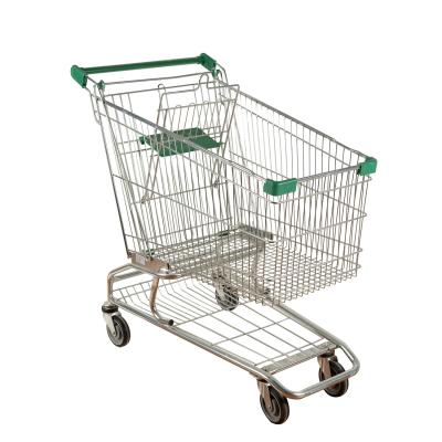 China Zinc Powder Coating Metal Shopping Cart Q195 Steel With Green Plastic Parts for sale