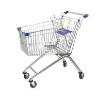 China Zinc Steel Supermarket Shopping Trolley European Style Grocery Shopping Cart for sale