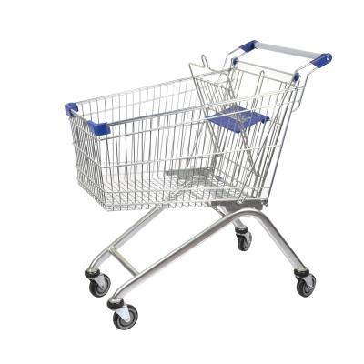 China Zinc Steel Supermarket Shopping Trolley European Style Grocery Shopping Cart for sale