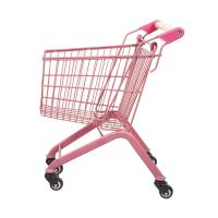 China Pink 20L Supermarket Mini Kids Shopping Carts Toy Metal Childrens Shopping Trolley for sale