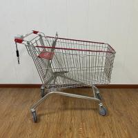 China 180L Grocery Galvanised European Market Supermarket Trolley with Coin Lock for sale