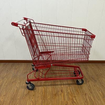 China 210L Asia And German Wire Supermarket Shopping Push Cart Grocery Shopping Trolley for sale