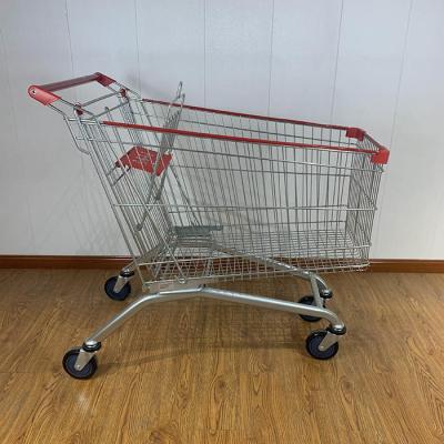 China 210L Variety Store CE Certificate Elevator Wheel Steel Shopping Cart for sale