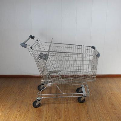 China 215L Australian Style General Purpose Assorted Supermarket Shopping Trolley Grey Plastic Pu Wheels for sale