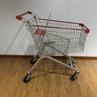 China 125L European Style Metal Supermarket Shopping Carts Trolley with Custom Logo Printing for sale