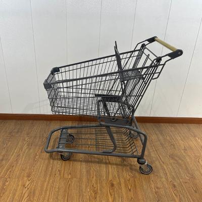China American Socket Handle Round Tube Shopping Trolley Supermarket Shopping Cart with Child Seat for sale