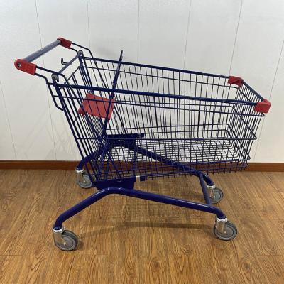 China Supermarket Rolling Shopping Carts Wholesale Carbon Steel Shopping Trolley Promotional Hand Push Grocery Cart for sale