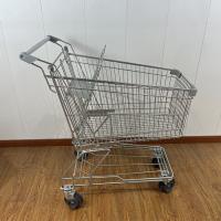 China 125L Asian Style Supermarket Metal Wire Shopping Trolley with Plastic Cover for sale