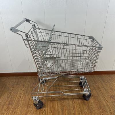 China 125L Asian Style Supermarket Metal Wire Shopping Trolley with Plastic Cover for sale