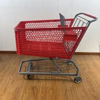 China 200L  Plastic Shopping Carts Hand Push Supermarket Plastic Shopping Carts for sale