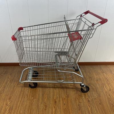 China 210L Big Size American Style Hypermarket Shopping Trolley Cart for sale