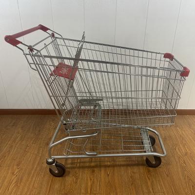 China 210L Variety Store Carring Rolling Trolley Steel Shopping Cart for sale