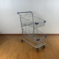 China American Style Two Layers Metal Supermarket Shopping Cart Trolley with 4 Universal Wheels for sale