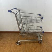 China American Style Two Layers Metal Supermarket Shopping Cart Trolley with 4 Universal Wheels for sale