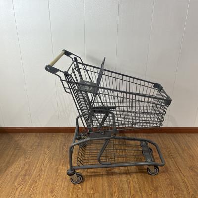 China 80L Galvanized Supermarket Trolley Mobile Wheel American-style Metal Shopping Trolley for sale