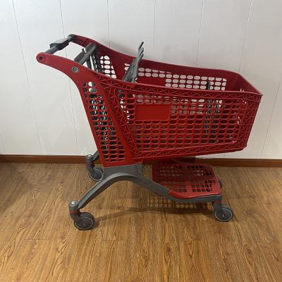 China 175L Liters Plastic Supermarket Store Hand Shopping Cart Trolley Cart for sale