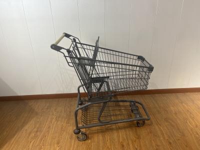 China 100L Powder Coating Rolling Trolley Metal Shopping Trolley With Child Seat for sale