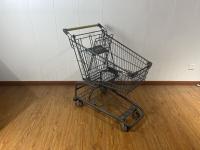 China 100L Powder Coating Rolling Trolley Metal Shopping Trolley With Child Seat for sale