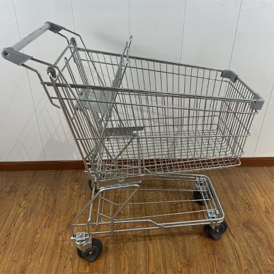 China Asian Style Supermarket Metal Shopping Trolley with Four Wheels for sale