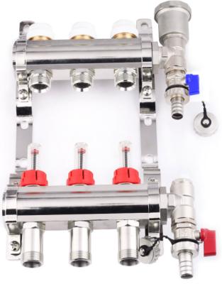 China Pre-Assembled Water Distribution Manifolds Brass Body With Flow Meters 50mm for sale