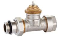 China Straight Thermostatic Radiator Valve 1/2'' With Adapter For 16mm PEX Pipe Nickel Plated for sale