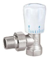 China Angled Standard Manual Radiator Valve 1/2''X1/2'' For Steel Pipe Nickel Plated With Scale Plastic Handle for sale