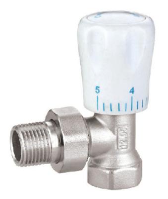 China Angled Standard Manual Radiator Valve 1/2''X1/2'' For Steel Pipe Nickel Plated With Scale Plastic Handle for sale