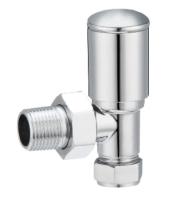 China Modern Angled Radiator Valves 15mmx1/2'' For Copper Pipe With Compression End Chrome Plated for sale