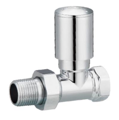 China Standard Modern Straight Radiator Valves 1/2 inch x1/2 inch For Steel Pipe Chrome Plated for sale