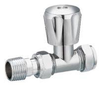 China Modern Straight Radiator Valves 1/2'' For 15 mm Copper Pipe With Valve Tail Chrome Plated for sale