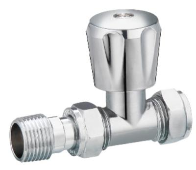 China Modern Straight Radiator Valves 1/2'' For 15 mm Copper Pipe With Valve Tail Chrome Plated for sale