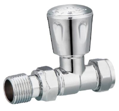 China Modern Straight Radiator Valves 1/2'' For 15 mm Copper Pipe With Valve Tail Chrome Plated for sale