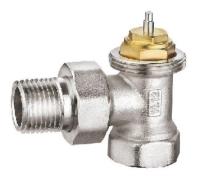 China Angled Thermostatic Brushed Brass Radiator Valves 3/8'' X 3/8'' Nickel Plated for sale