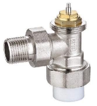 China Angled Thermostatic Radiator Valve 20mm x 3/4'' With PPR Pipe Nickel Plated for sale