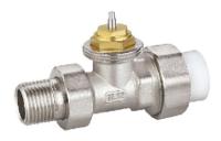 China Straight Thermostatic Radiator Valve 20mm x 3/4'' With PPR Pipe Nickel Plated for sale