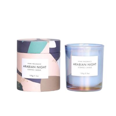 China Rainbow Finish Organic Soy Scented Candle 150g 25H Burning Time Glass Jar Eco Friendly for sale