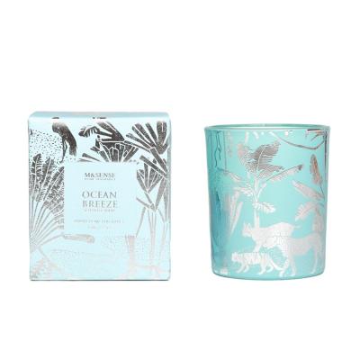 China Gold Stamping Glass Jar Scented Candle 290g 50H Burning Time Paraffin Wax for sale