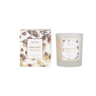 China 155g 30H Aroma Scented Candle Non Toxic Christmas Candles Soy Wax Blend Glass Jar for sale