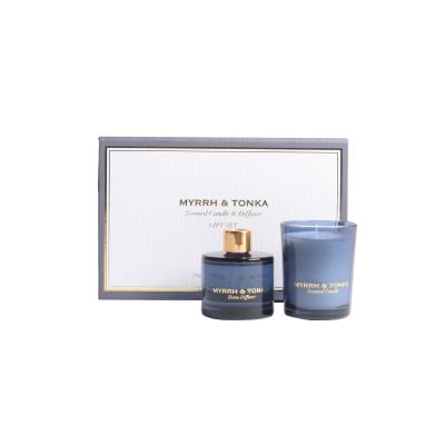 China 19.3x7.5x12.9CM Home Fragrance Gift Set Scented Candle Reed Diffuser 70g 50ml for sale