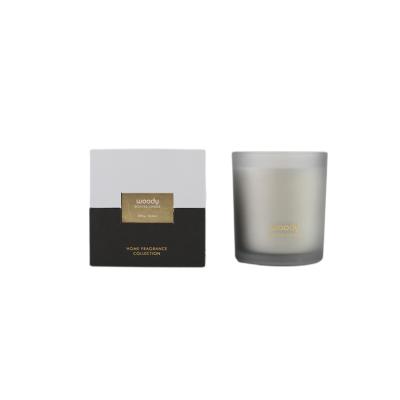 China 290g Glass Jar Wood Wick Soy Candle Home Decorative Scented Candle 50H Burning Time for sale