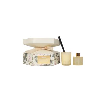 China OEM Home Fragrance Gift Set Scented Candle Reed Diffuser 70g 50ml Glass Jar for sale