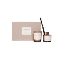China Pink Glass Reed Diffuser Scented Candle Home Scent Gift Set for sale
