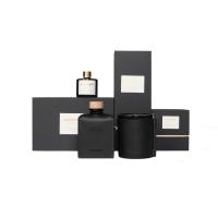 China Black Glass Home Fragrance Gift Set 70g 50ml Luxury Scented Candle and Reed Diffuser for sale
