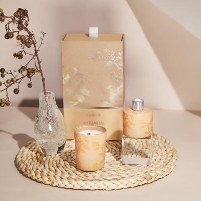 China Luxury Glass Jar Scented Candle Gift Set 11.3x6.5x19.5cm Home Fragrance 50ml for sale