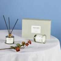 China Leather Decoration Scented Candle Reed Diffuser Home Fragrance Gift Set for sale