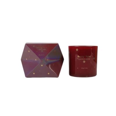 China Foil Gold Christmas Glass Irregular Scented Jar Candle 390g 50H Burn Time for sale
